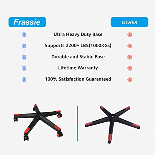 Frassie 28 inch Nylon Gaming Chair Base Replacement with 5 Casters, Heavy Duty Office Chair Base Part