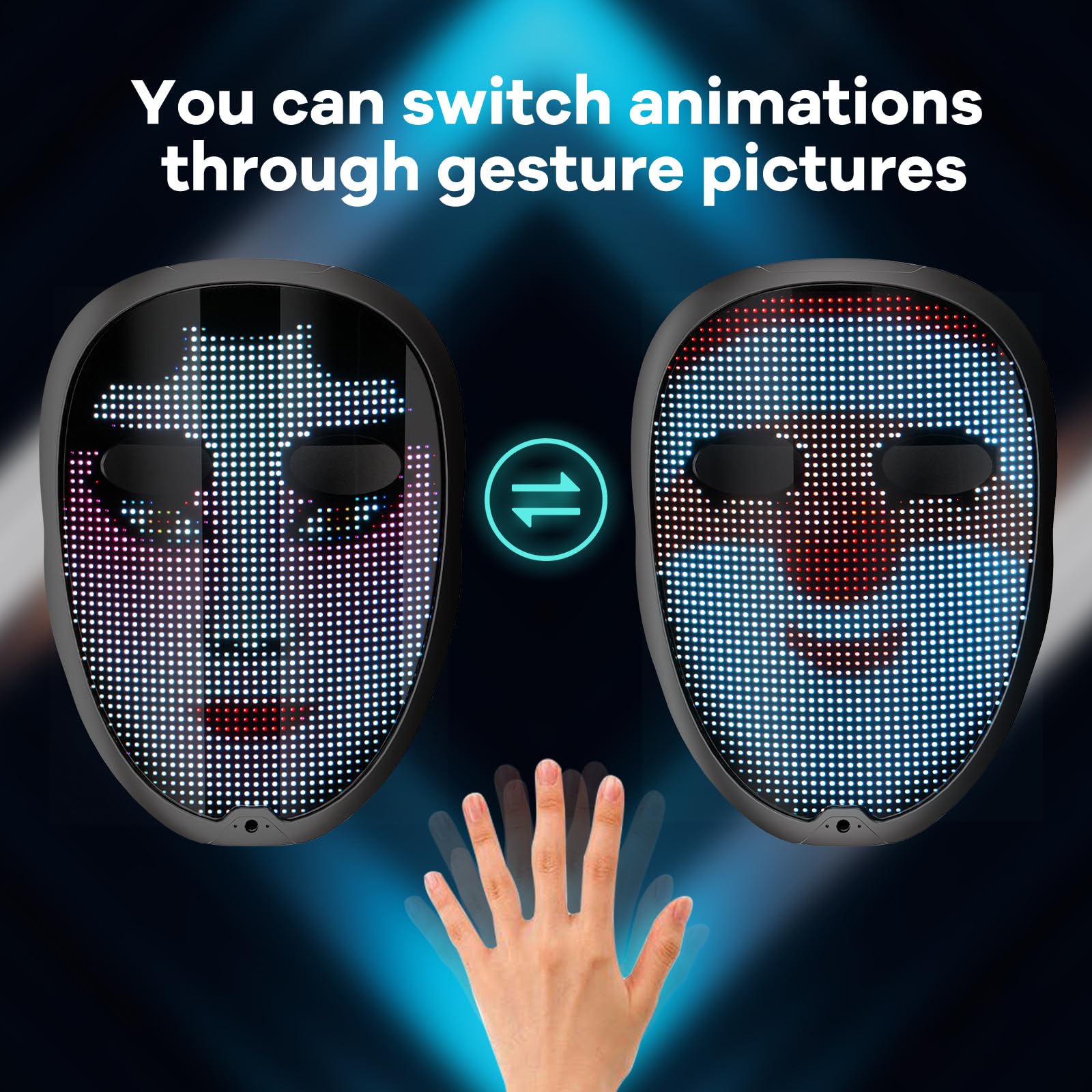 AIGLUN LED Mask with Gesture Sensing, LED Face Transforming Mask Toy, Christmas Gift Idea for Boys and Girls