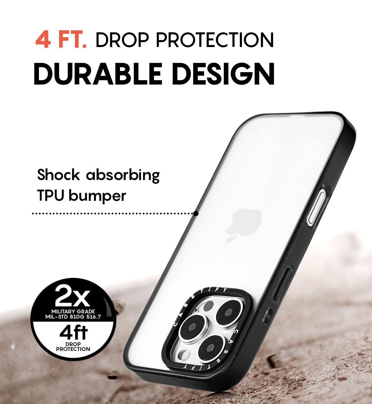 CASETiFY Compact iPhone 13 Pro Max Case [2X Military Grade Drop Tested / 4ft Drop Protection] - Clear Black