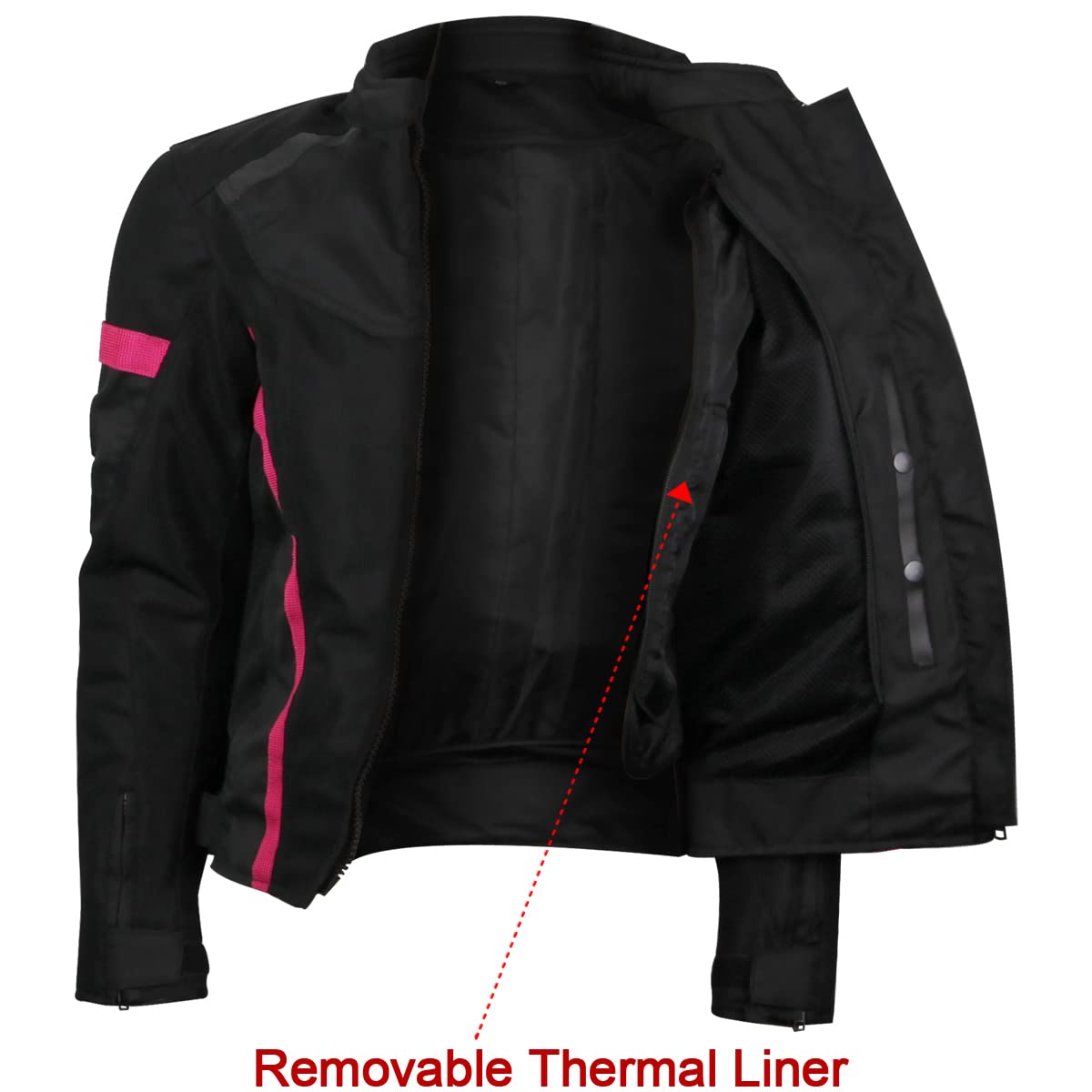 Vance Advance Womens All Weather Season CE Armor Mesh Motorcycle Biker Riding Jacket (4XL, Pink)