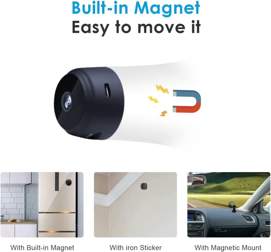 WOHAOK Mini Hidden Cameras, Wireless WiFi Camera HD 1080P Home Security, Surveillance with Audio and Video Live Feed, Covert Baby Nanny Cam, Tiny Smart Cameras with Night Vision and Motion Detection