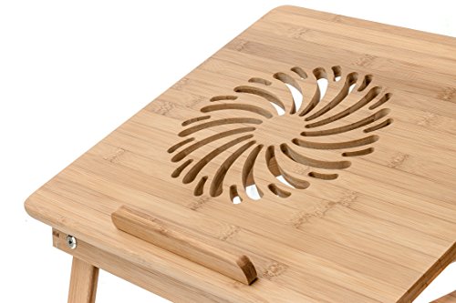 Aleratec Natural Bamboo Multi-Functional Adjustable Laptop Stand | Up to 15in | Ideal for Tablet/ Monitor/ Laptop Cooling Portable Table for Home Office