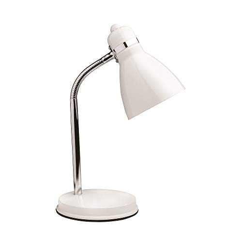 Newhouse Lighting NHDK-OX-WH Oxford Desk, Flexible Goose Neck Table Lamp with 40 Watt LED Bulb Included, White