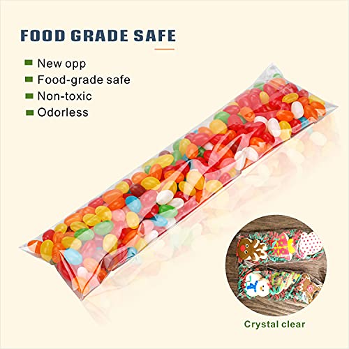Voikinfo 100 pcs 6" x 12" Long Clear Resealable Cellophane Bags Self Sealing Treat Bags Cookie Bags with Adhesive Flap Gift Wrap Poly Bags Plastic Packaging 1.4 mil