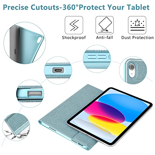 MMK for iPad 10th Generation Keyboard Case 2023/2022, Keyboard Case for iPad 10th Gen 10.9", Detachable Wireless Keyboard Case with Pencil Holder for iPad 10.9 inch