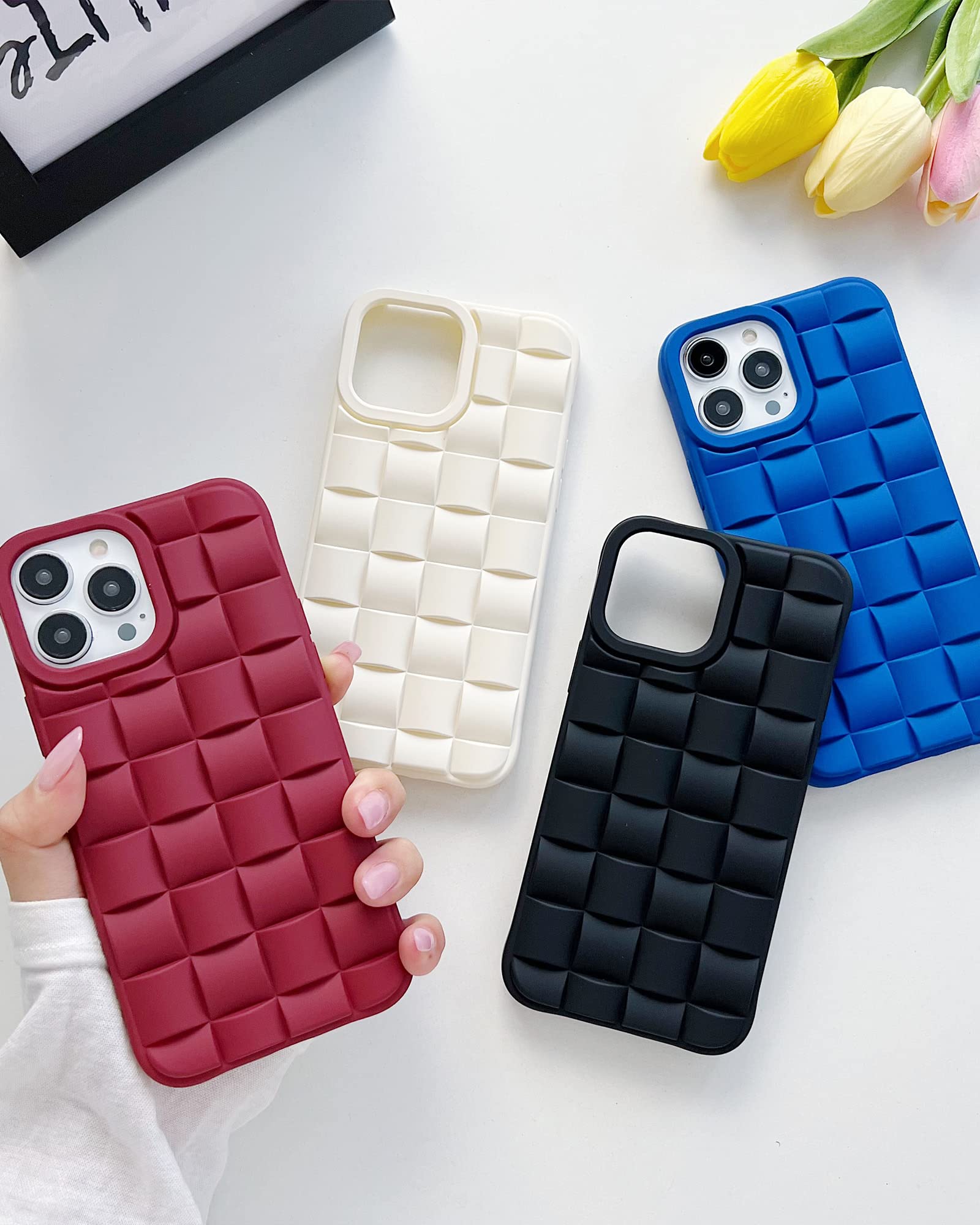 Ginkgonut Compatible with iPhone 13 Pro Max Case for Women/Girls, Cute 3D Laid Desgin Soft Silicone Shockproof Raised Bumper Corners Case for iPhone 13 Pro Max(Black)
