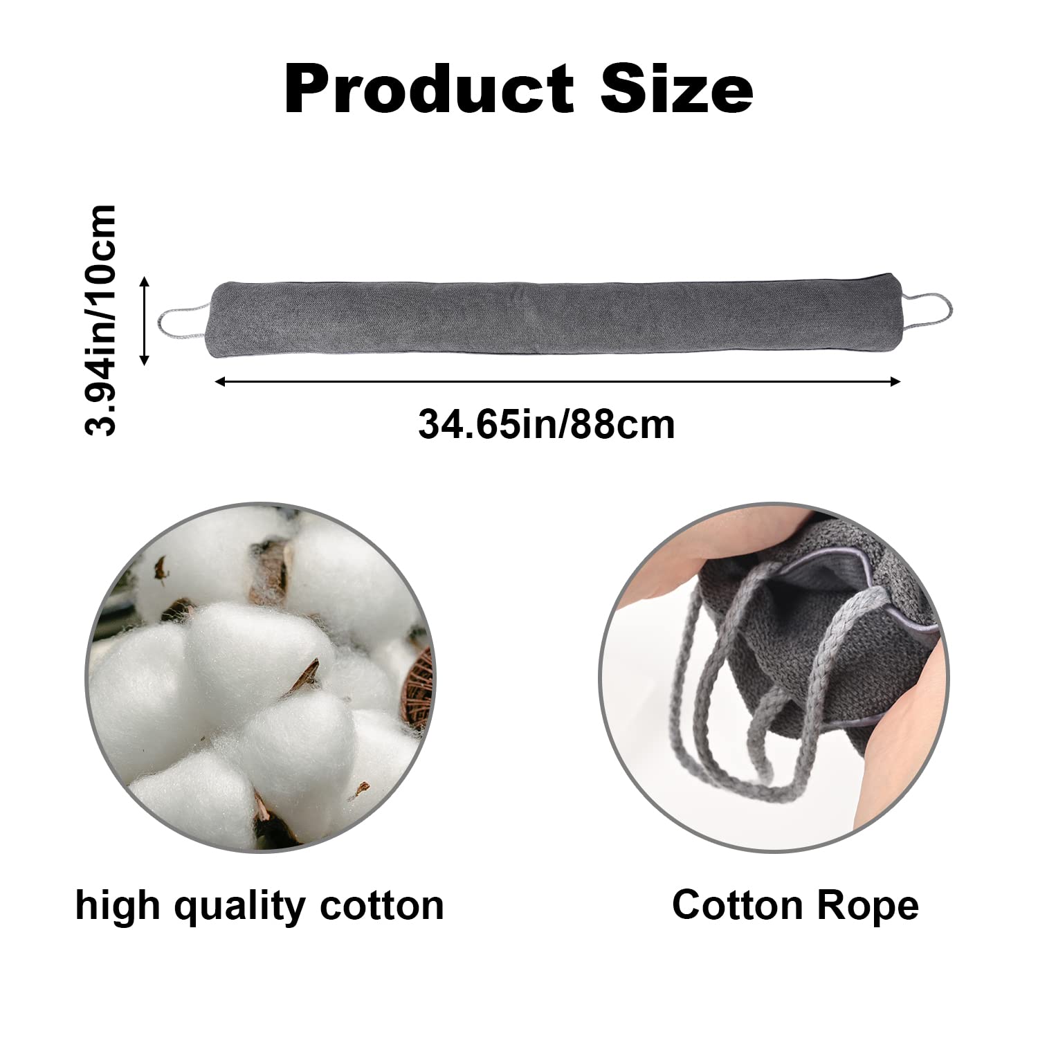 2 PCS Door Draft Stopper 36 Inch Heavy Duty Under Door Draft Blocker,Door Snake, Bottom Section Seal, Noise and air, Energy efficient door guard-Grey