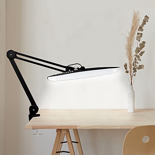 Neatfi XL 2,200 Lumens LED Task Lamp with Clamp, 24W Super Bright Desk Lamp, 117 Pcs SMD LED, 20 Inches Wide Lamp, 4 Level Brightness, Dimmable, Eye-Caring LED Lamp, Table Clamp LED Light (Black)