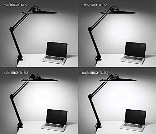 Neatfi XL 2,200 Lumens LED Task Lamp with Clamp, 24W Super Bright Desk Lamp, 117 Pcs SMD LED, 20 Inches Wide Lamp, 4 Level Brightness, Dimmable, Eye-Caring LED Lamp, Table Clamp LED Light (Black)