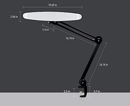 Neatfi XL 2,200 Lumens LED Task Lamp with Clamp, 24W Super Bright Desk Lamp, 117 Pcs SMD LED, 20 Inches Wide Lamp, 4 Level Brightness, Dimmable, Eye-Caring LED Lamp, Table Clamp LED Light (Black)