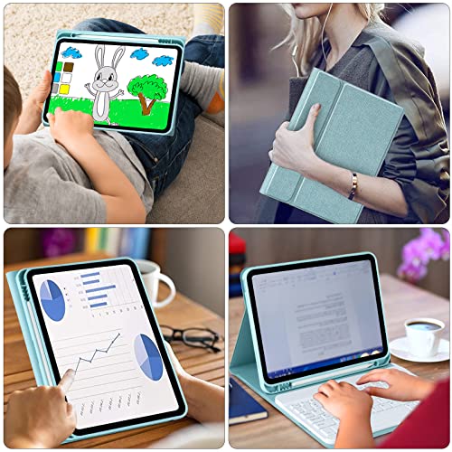 MMK for iPad 10th Generation Keyboard Case 2023/2022, Keyboard Case for iPad 10th Gen 10.9", Detachable Wireless Keyboard Case with Pencil Holder for iPad 10.9 inch