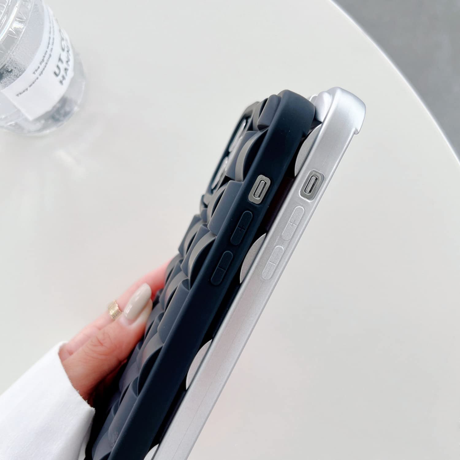 Ginkgonut Compatible with iPhone 13 Pro Max Case for Women/Girls, Cute 3D Laid Desgin Soft Silicone Shockproof Raised Bumper Corners Case for iPhone 13 Pro Max(Black)