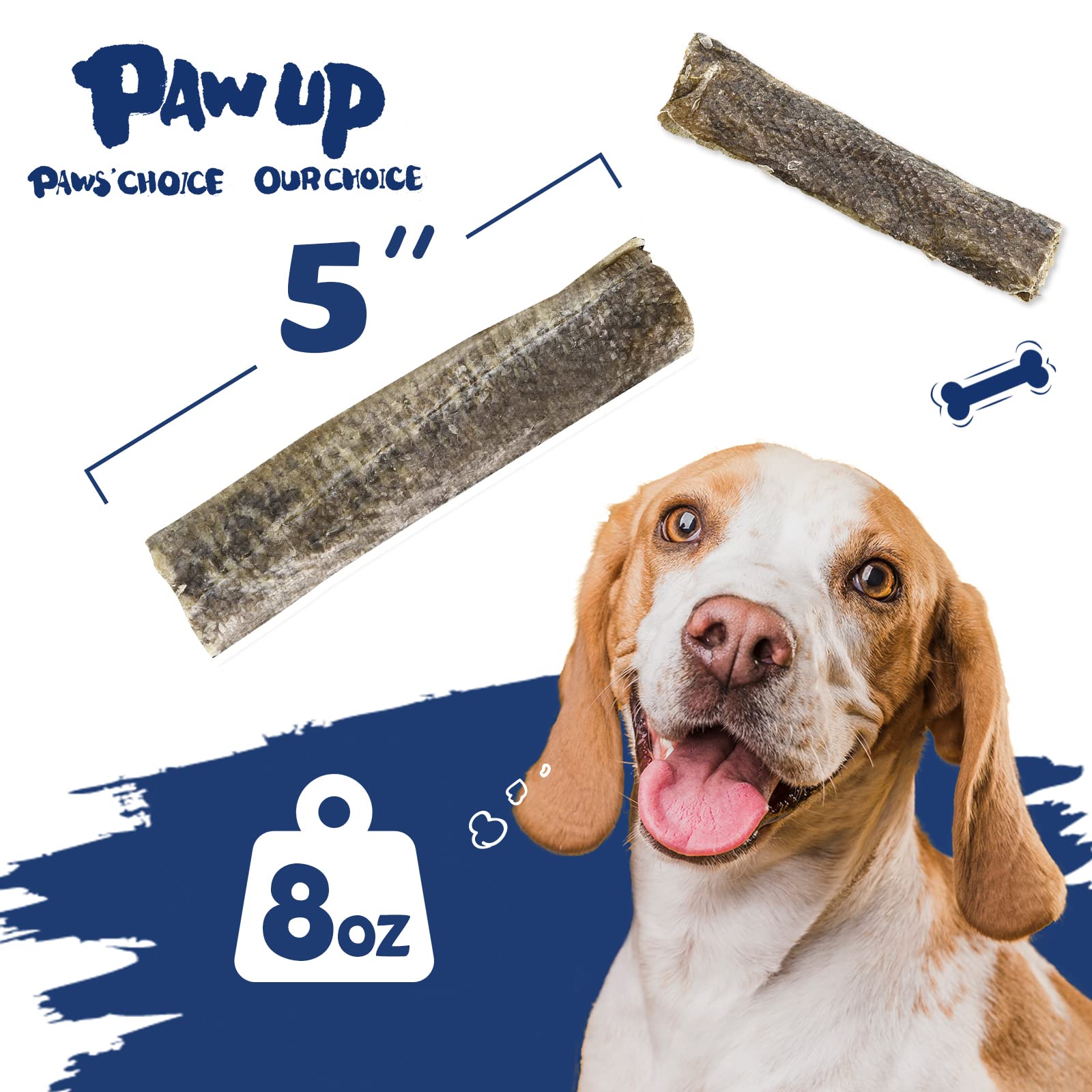 PAWUP Dog Treats, Cod Skins Dog Treat with Taurine, One-Ingredient Grain-Free Chew Fish Skin Rolls Rich in Omega3, 8 oz
