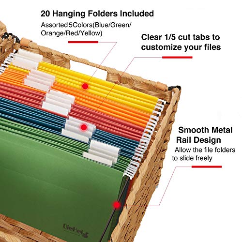 Greenstell File Cabinet with 20 Hanging Filing Folders, Mobile File Cabinet for Home Office, Decorative Organize, Under Desk Rolling Office File Cabinet for Legal Letter Size, Easy to Assemble Natural