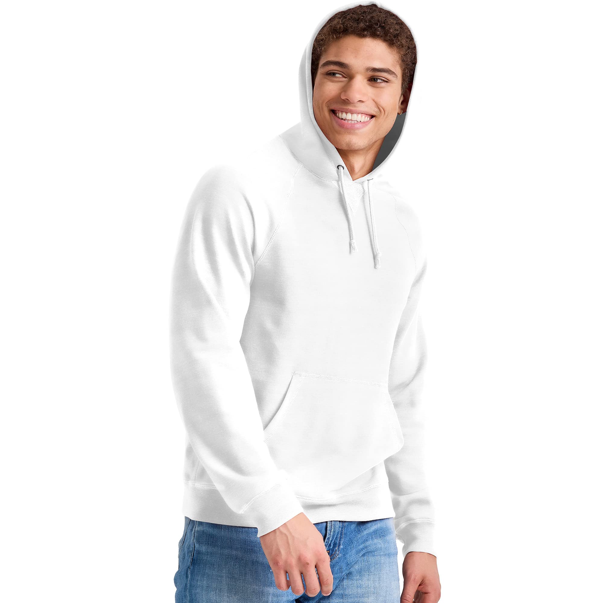 Hanes Men's French Terry Pullover Hoodie, White, Medium