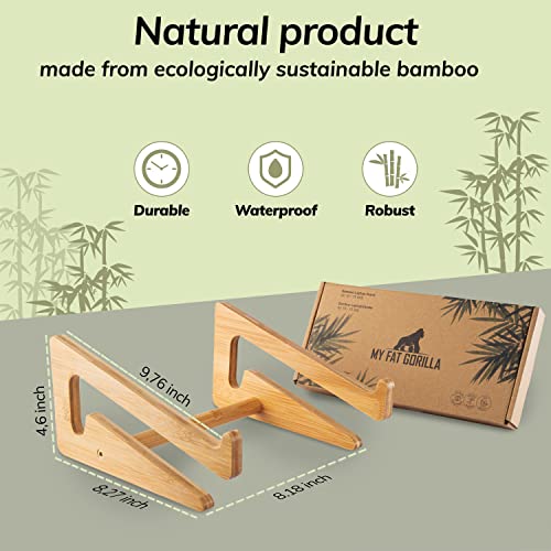 MY FAT GORILLA - Wooden Laptop Stand, Ventilated Laptop Holder, Bamboo Laptop Stand Universal Lightweight Ergonomic, Notebook Stand Compatible with 10-15'', MacBook Laptop Desk Stands