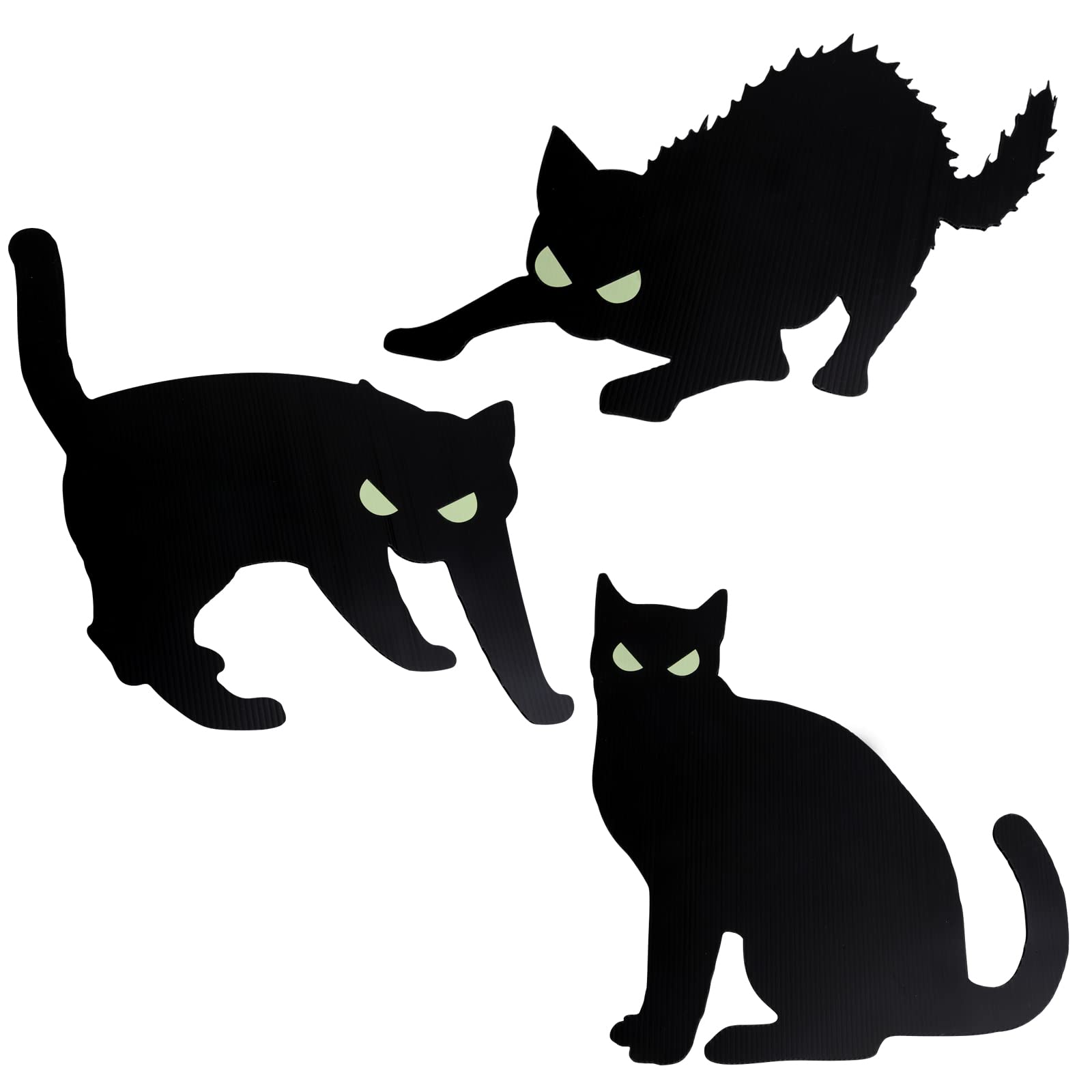 Black Cat Silhouette Halloween Yard Signs Stakes Outdoor Decorations - 3PCS Black Cat Lawn Decorations Signs for Garden Yard Scary Halloween Witch Decorations Outside (Black Cat)