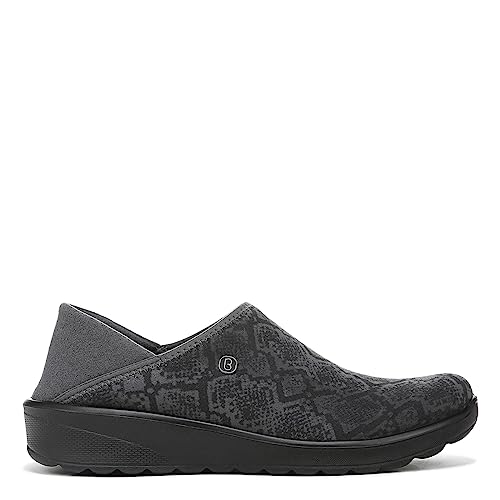 BZees Women's Getaway Slip-On Sneaker, Grey Snake Print, 8.5