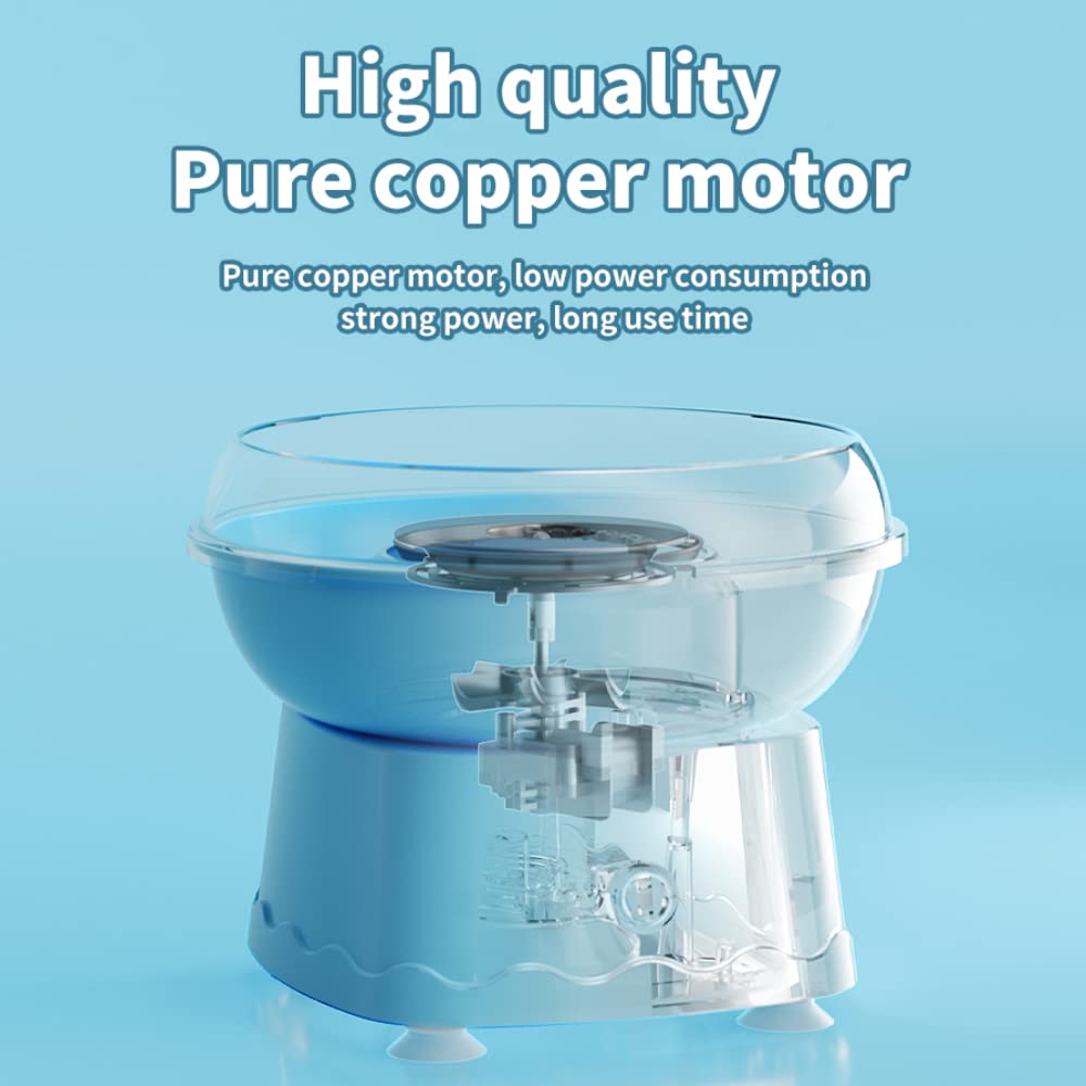 Cotton Candy Machine for Kids, 500W Efficient Electric Heating, Electric Cotton Candy Maker with Large Food Grade Splash-Proof Plate for Home Kids Birthday Family Party(blue)