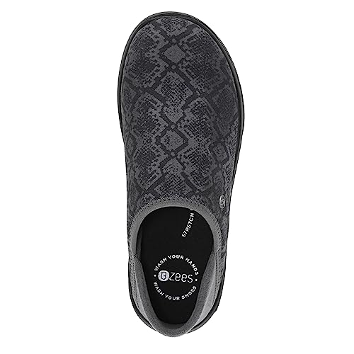 BZees Women's Getaway Slip-On Sneaker, Grey Snake Print, 8.5