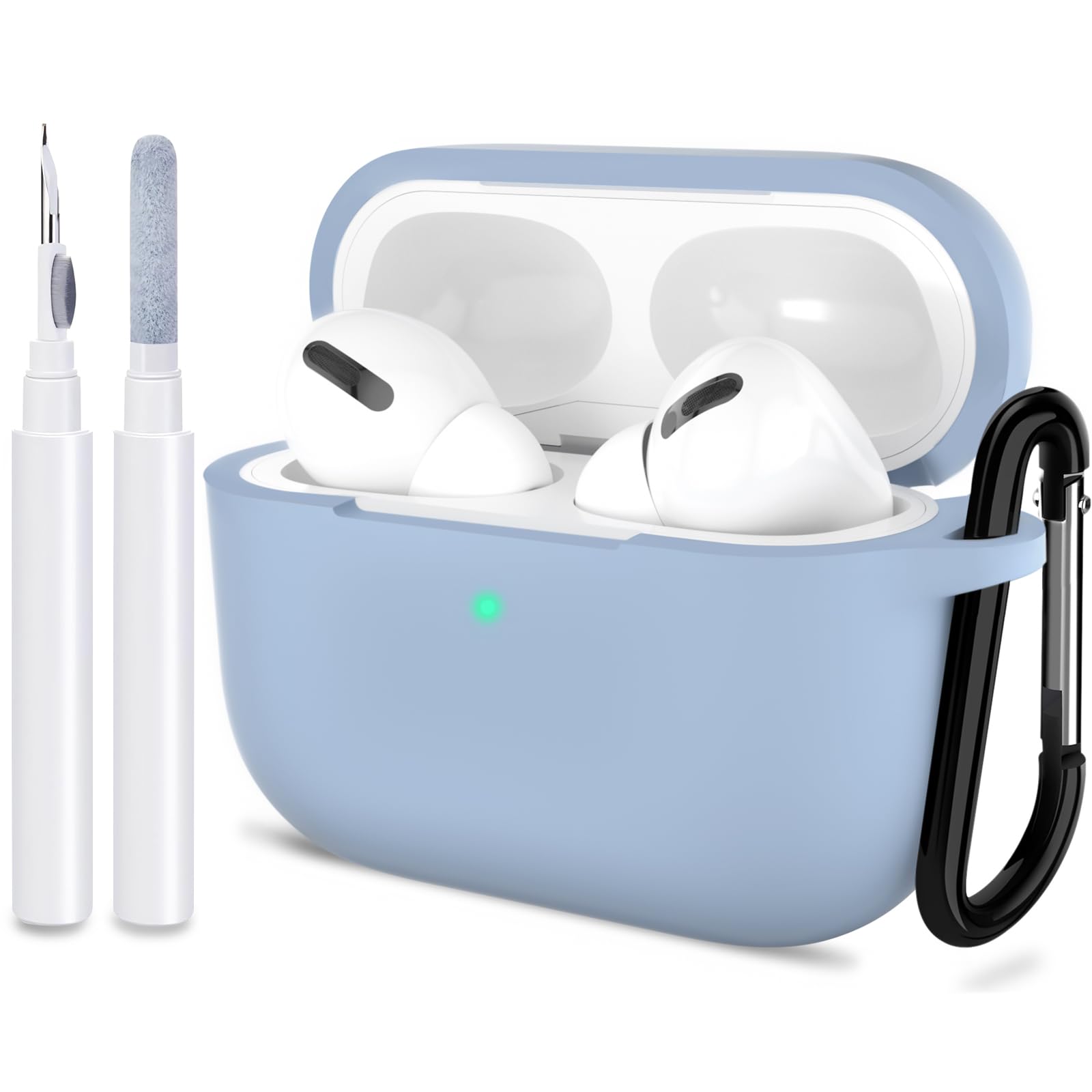 ATUAT for AirPods Pro 2nd Generation Case Cover, Protective Silicone Skin Accessories with Keychain for Women Men for Apple AirPods Pro Gen 2(2022), Front LED Visible-Light Blue