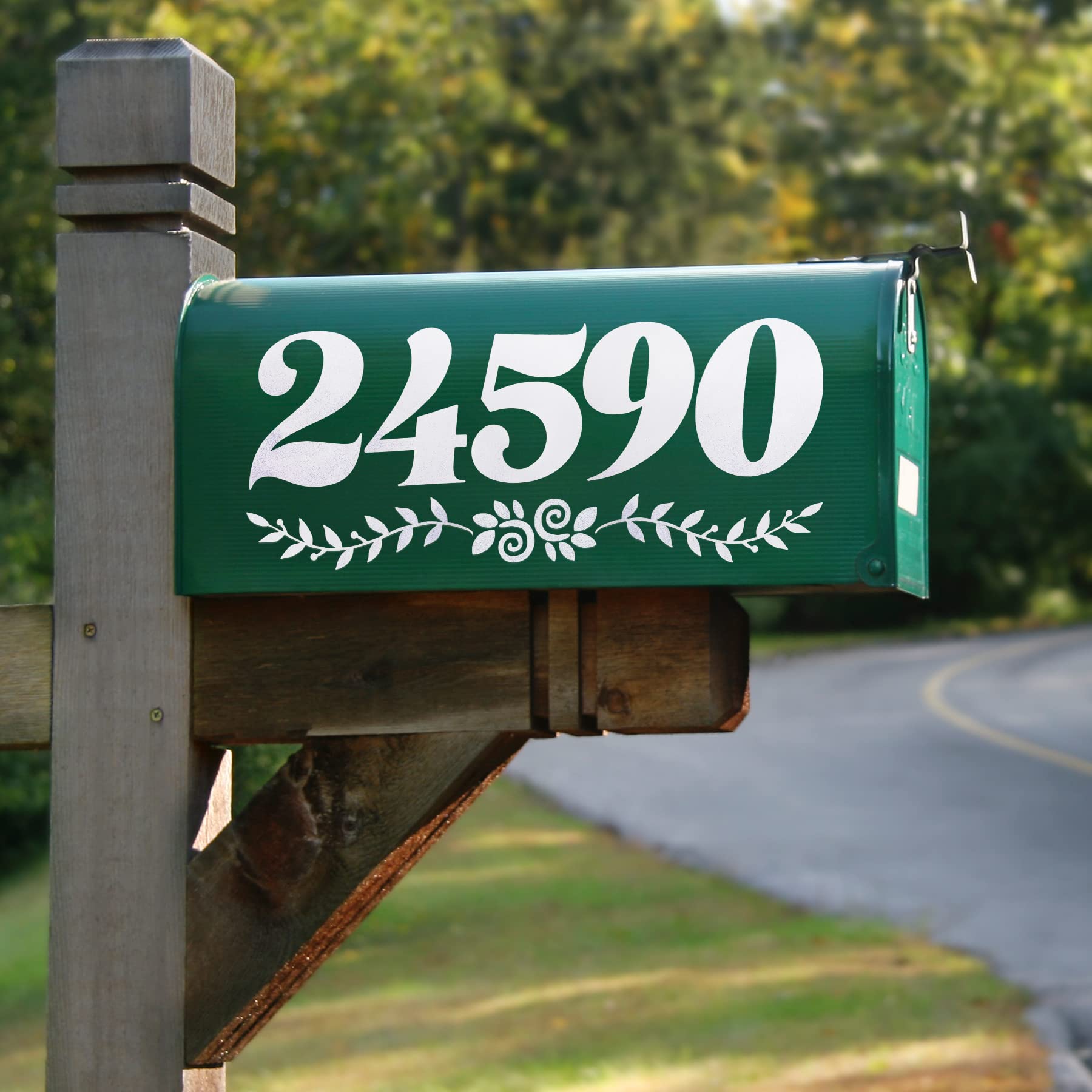 Mailbox Numbers Die Cut Decal Rustic Style Flowers House Number Address Apartment Office Stickers SignFront Door Rainproof Decal Vinyl Lettering Farmhouse Decor Double-sided Mailbox Number 4" Silver