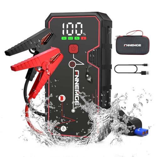 FNNEMGE Car Jump Starter, 5000A Peak 23800mAh 12V Jump Starter Battery Pack(Up to All Gas, 8.0L Diesel Engine),with USB Charge Output Port,LED Light,HD Large Screen.