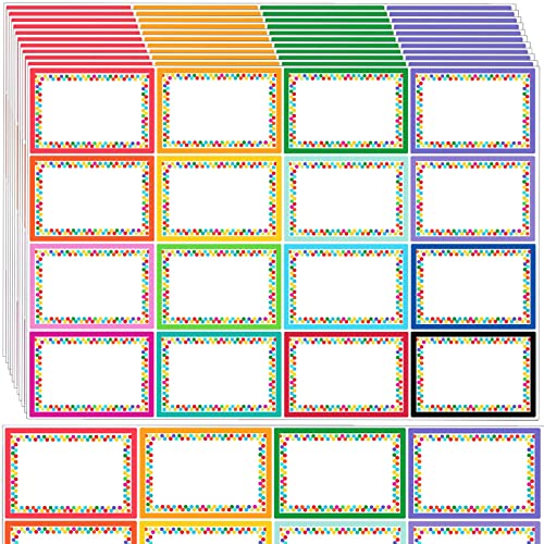 Dreecy 240 PCS Name Tags Stickers (3" x 2"), 16 Style Colorful Name Tags Labels for Classroom Name Badge Nametags Stickers for Themed Party, School, Office, Home