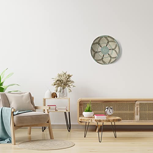 Kiwi Homie Round Woven Seagrass Wall Decor Basket Trays, Flat Natural Boho Baskets Handmade For Living Room, Decorative Wicker Wall Bakets For Unique Hanging Wall Art (15.94, Camellia)