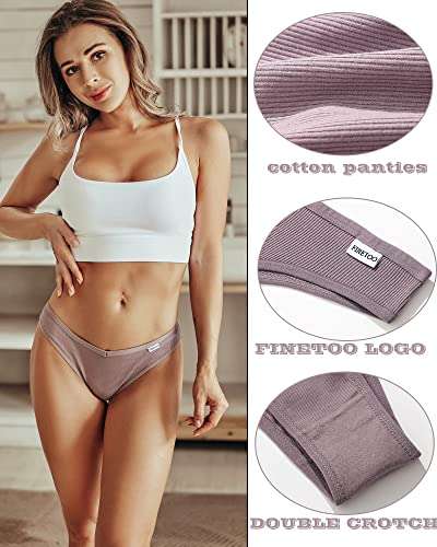 FINETOO 10 Pack Womens Cotton Underwear Sexy Stretch Bikini Panties Low Rise Hipster Ladies Soft V-Waist Cheeky(M)