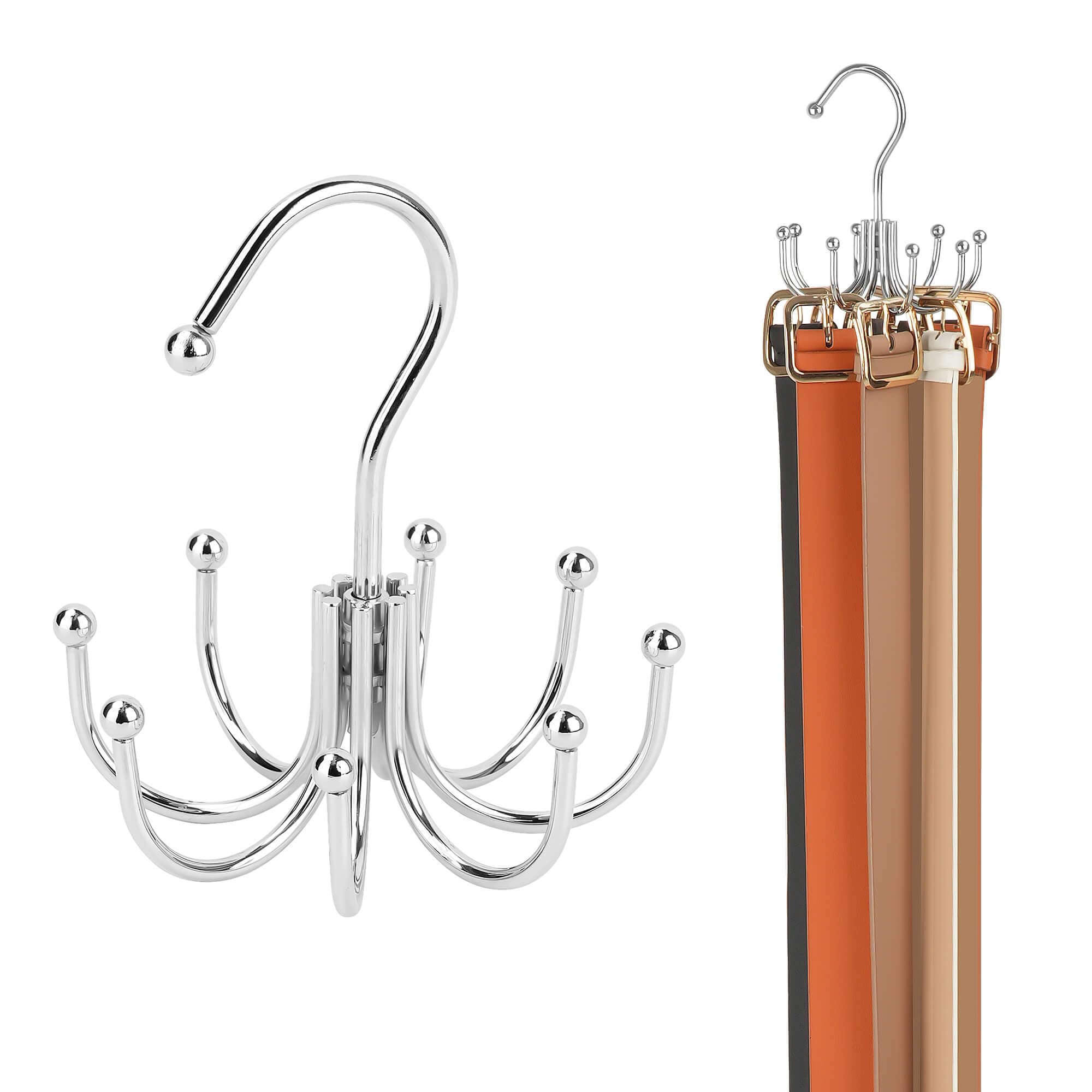 ZEDODIER Belt Hanger, 2 Pack Belt Rack Closet Accessories Organizer, Maximum 24 Storage Capacity, Hanging Holder Storage Hook for Belt, Bra, Tank Top, Tie, Scarf, Purse