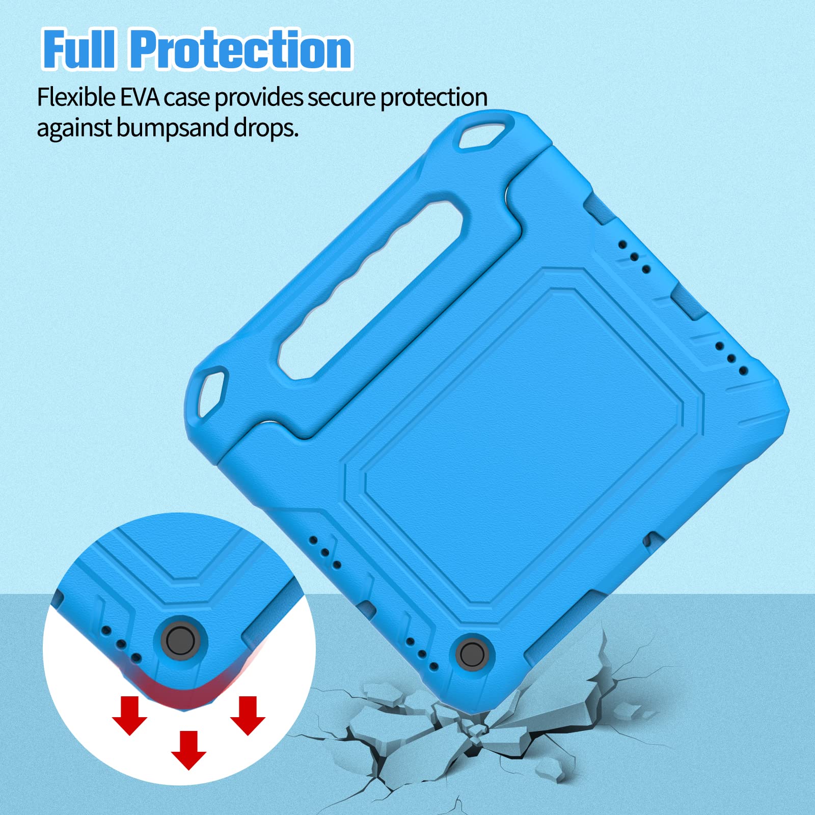 RTOBX Kids Case for Samsung Galaxy Tab A8 10.5 Inch 2022, Galaxy Tab A8 Case with Screen Protector, Shockproof Handle Stand Case for Samsung Galaxy Tab A8 10.5” 2022 (SM-X200/SM-X205/SM-X207), Blue