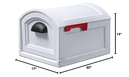 Step2 Town-to-Town XL Post-Mount Mailbox, Weather Resistant, Large Outdoor Mailboxes, Made of Durable Plastic, Easy to Install, USPS T4 Sized Mailbox, Flag Included, Classic White