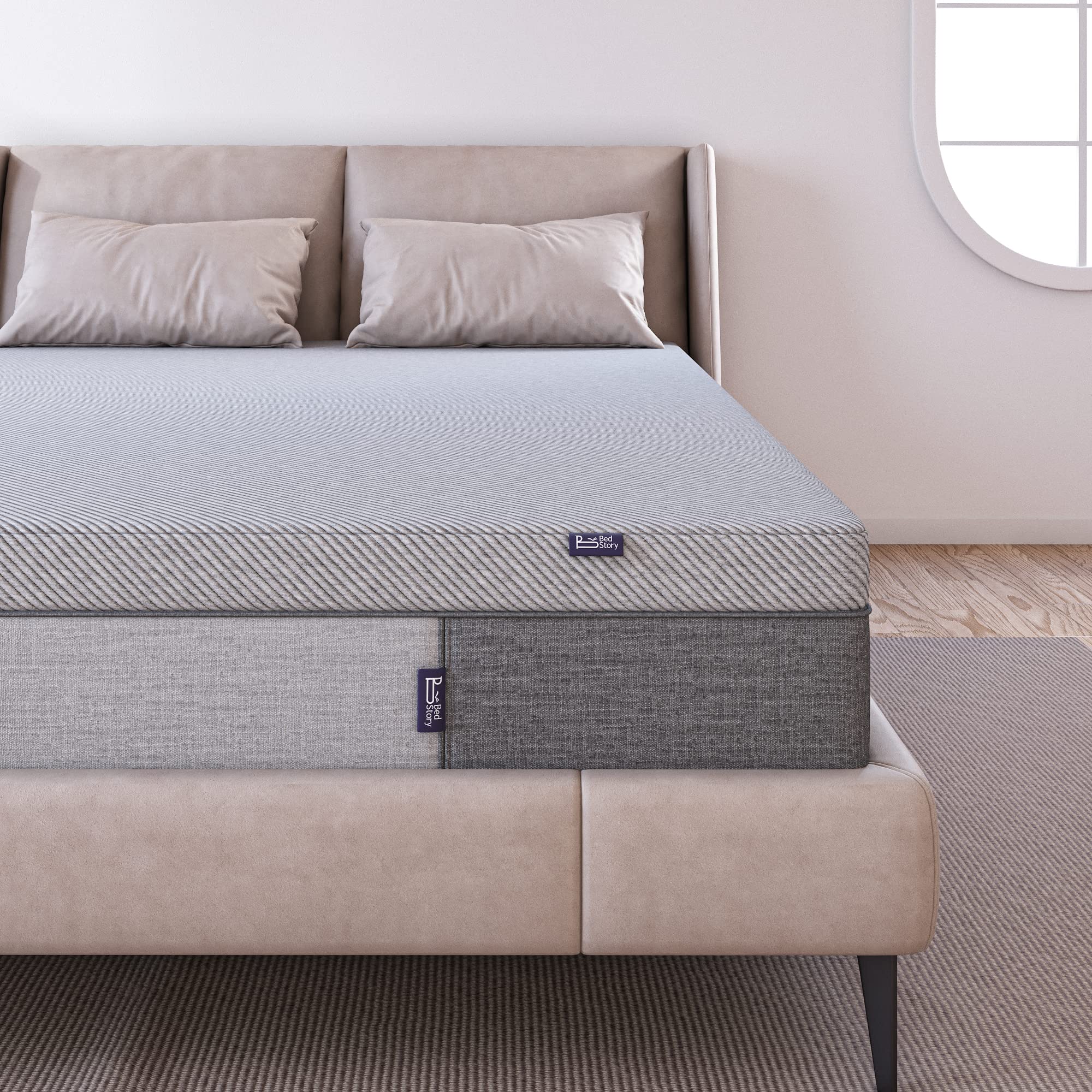 BedStory 3 Inch Memory Foam Mattress Topper King Size, Extra Firm Pain-Relief Bed Topper for Obese, Cooling Gel Bamboo Charcoal Copper Green Tea Infused, 500 GSM Knitted Cover, CertiPUR-US Certified