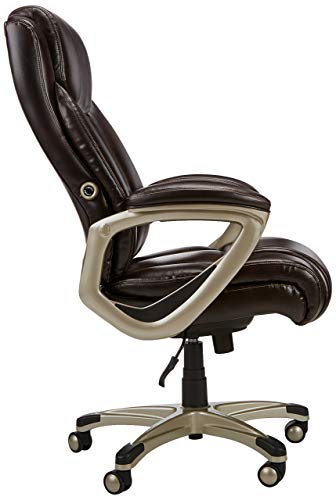 Amazon Basics Big & Tall Executive Computer Desk Chair with Lumbar Support, Adjustable Height and Tilt, 350Lb Capacity, Brown with Pewter Finish