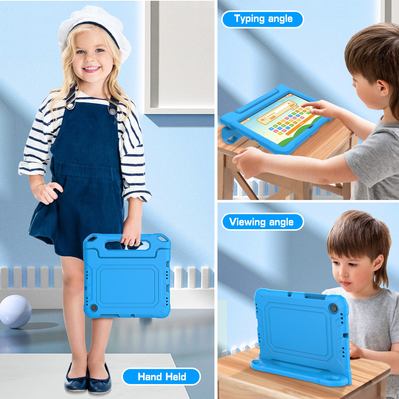 RTOBX Kids Case for Samsung Galaxy Tab A8 10.5 Inch 2022, Galaxy Tab A8 Case with Screen Protector, Shockproof Handle Stand Case for Samsung Galaxy Tab A8 10.5” 2022 (SM-X200/SM-X205/SM-X207), Blue