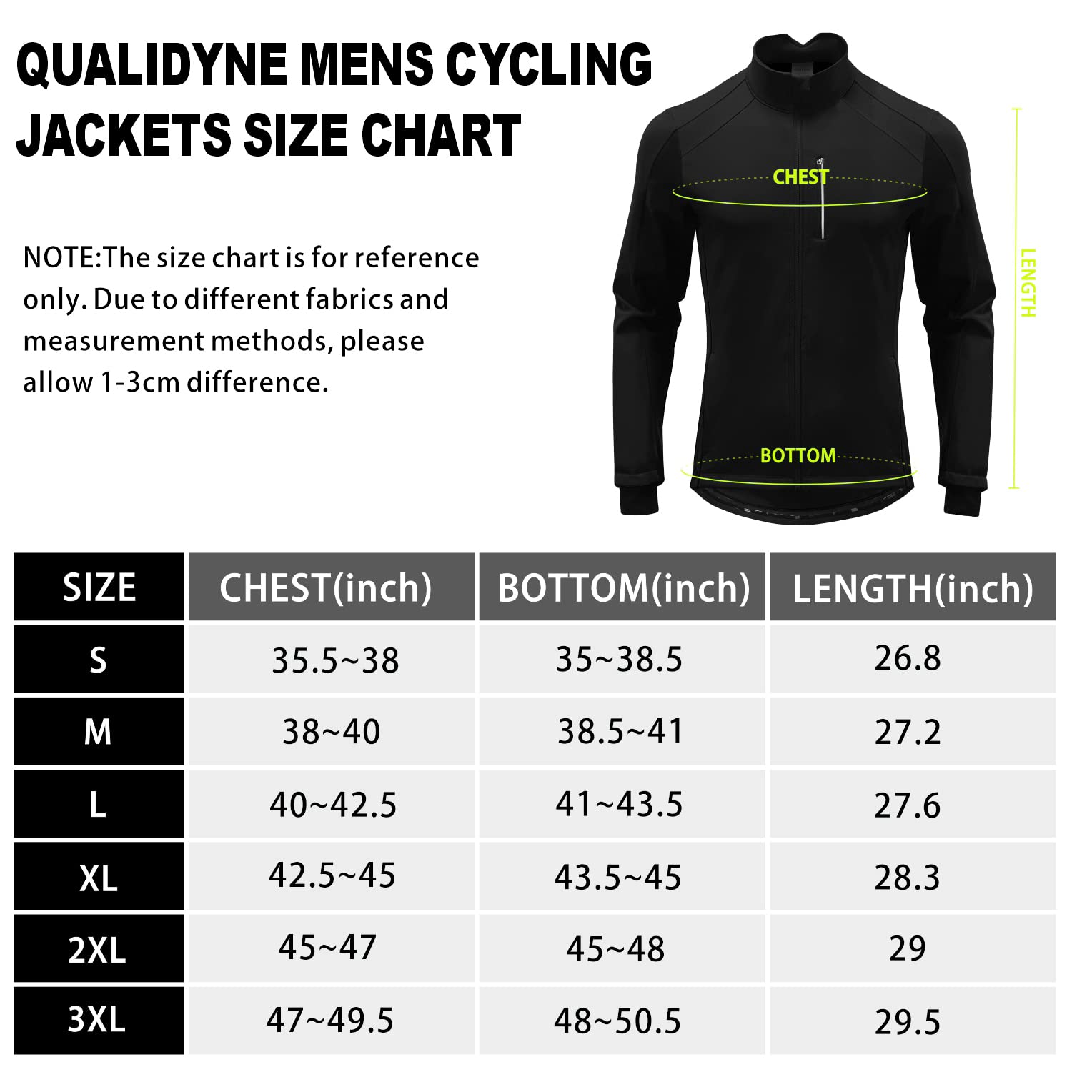 qualidyne Men's Winter Cycling Jacket Thermal Fleece Lined Bicycle Biking Jacket Cold Weather Windproof Softshell Windbreaker