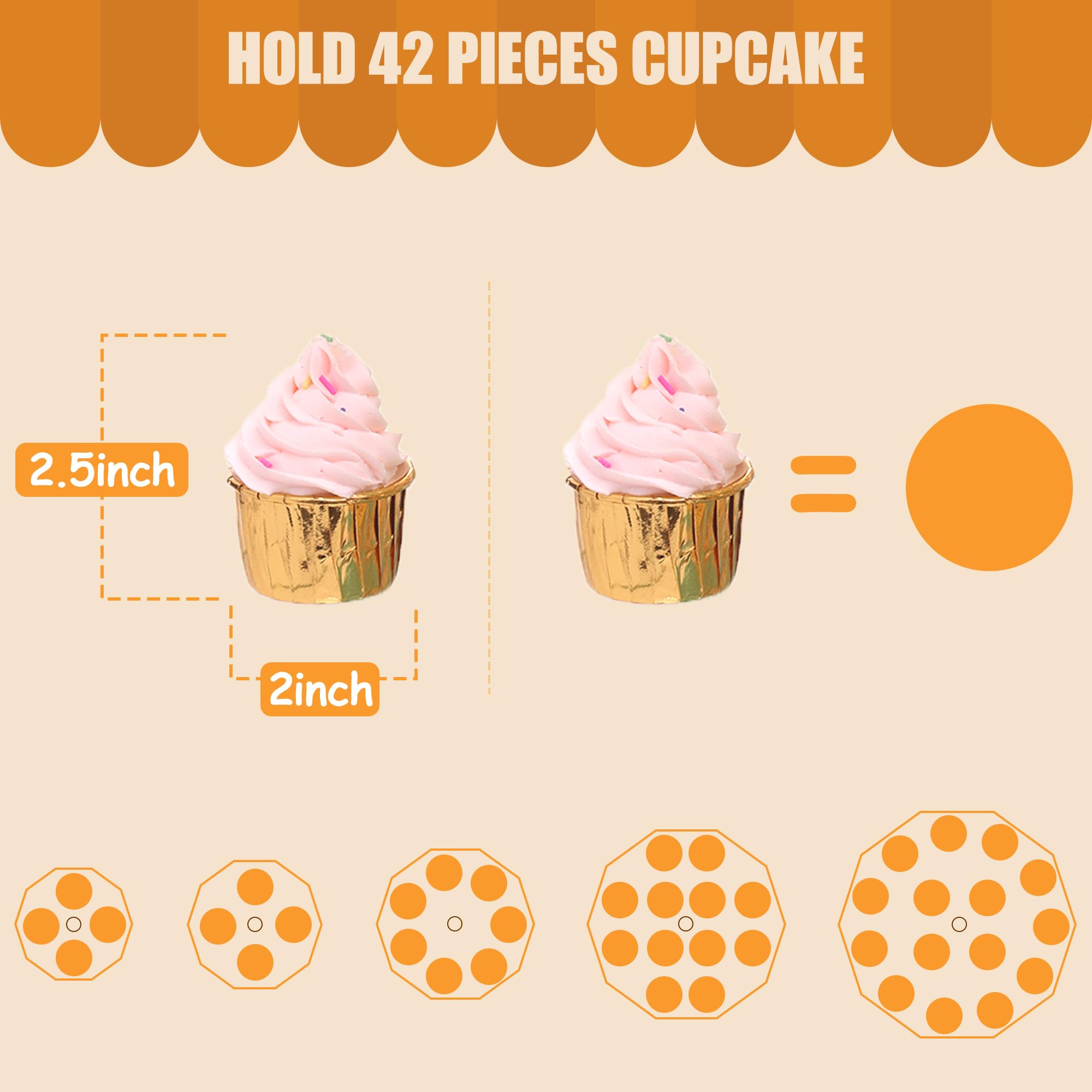 Antimbee 5 Tier Clear Cupcake Stand with LED String Light, Acrylic Cupcake Display Holder for Weddings, Birthday, Anniversary, Party Events