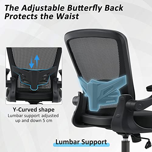 FelixKing Office Chair, Ergonomic Desk Chair with Adjustable Height and Lumbar Support Swivel Lumbar Support Desk Computer Chair with Flip up Armrests for Conference Room (Black)