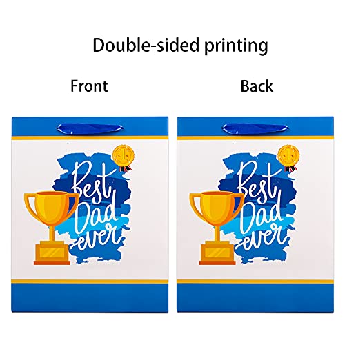 FaCraft Fathers Day Gift Bags with Tissue Paper,13" Large Gift Bag Handle,Best Dad Ever Paper Gift Bag for Husband from Wife,Gift Bag for Father's Day Bithday Anniversary Christmas
