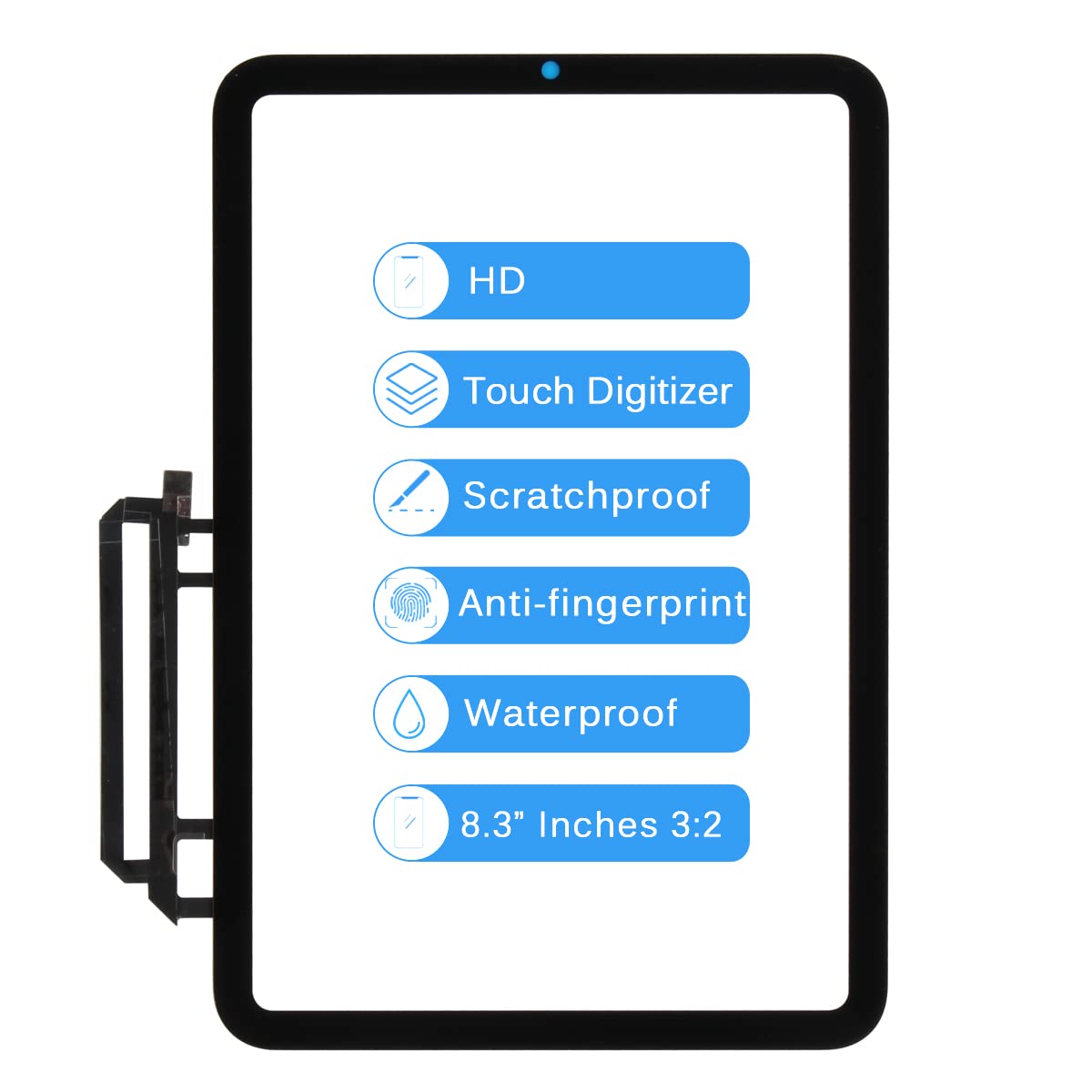 for iPAD Mini 6 Screen Replacement 2021, 8.3inch for IPAD Mini 6TH Generation Screen Rerplacement Kit A2567 Sensor Touch Parts A2568 Digitizer A2569 Outer Glass Panel Full Repair +Tepmered Glass