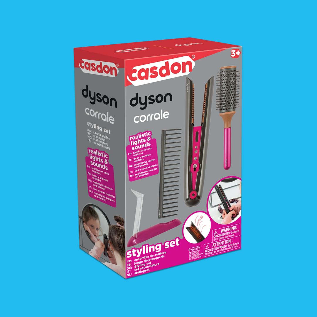 Casdon Dyson Corrale Styling Set | Safe Toy Straighteners for Children Aged 3 Years & Up | Features Realistic Lights & Sounds!