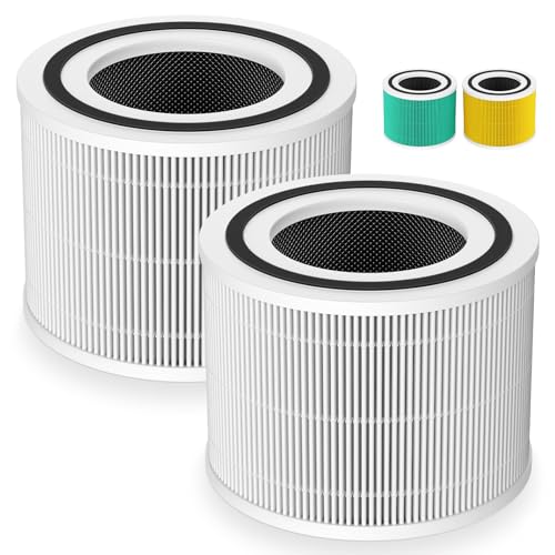 Core 300 Replacement Filter for LEVOIT Core 300/ Core 300S/ Core 300-P/Core 300S-P/Core P350 Air Purifi-ers, 3-IN-1 H13 True HEPA Filter, Compared to Part# Core 300-RF, White (2 Pack)