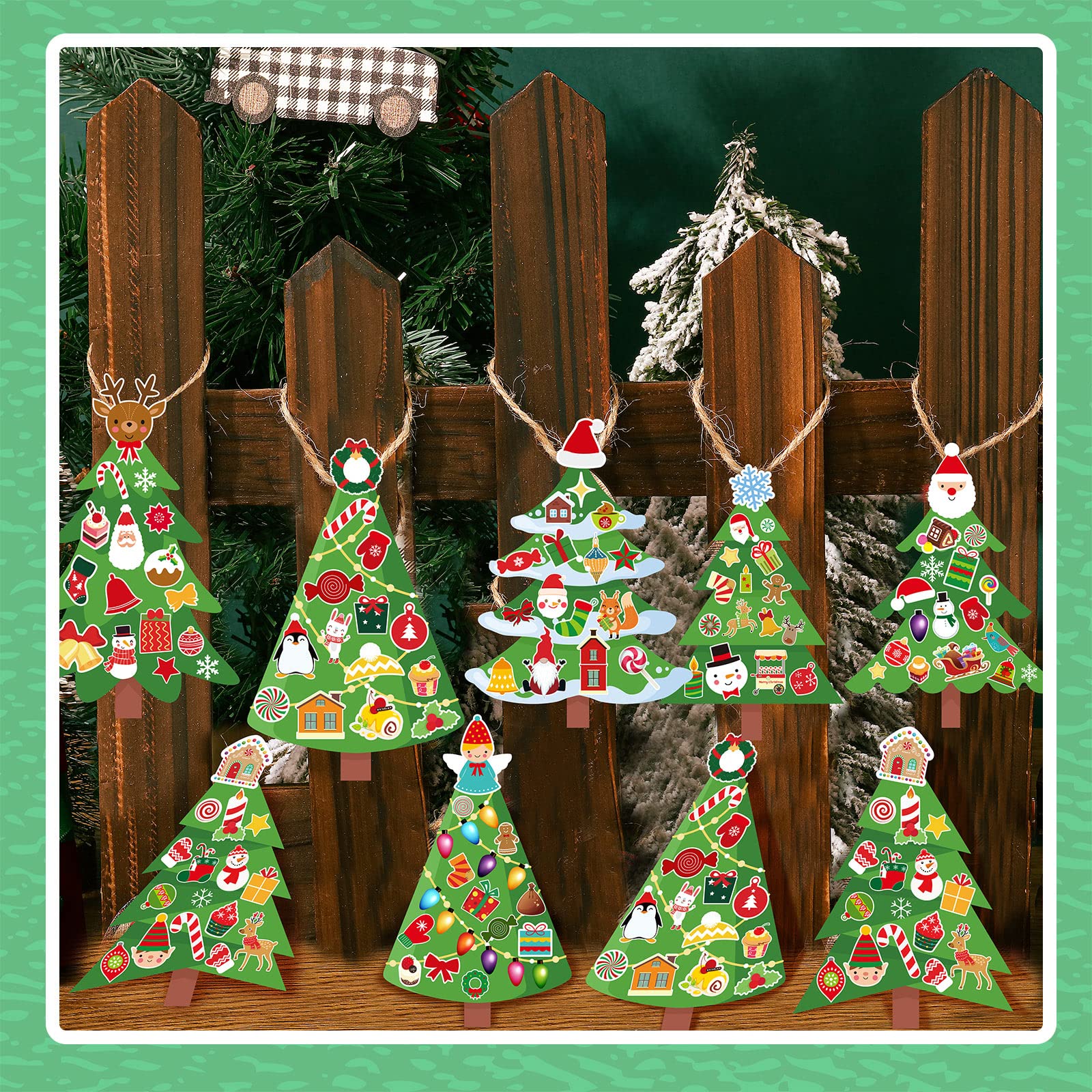 48 Pieces Christmas Tree Craft Kit for Kids Christmas Arts and Crafts Make Your Own Christmas Craft Project for Kid DIY Christmas Tree Ornament Kit Self Adhesive Sticker Sheet for Xmas Tree Decoration