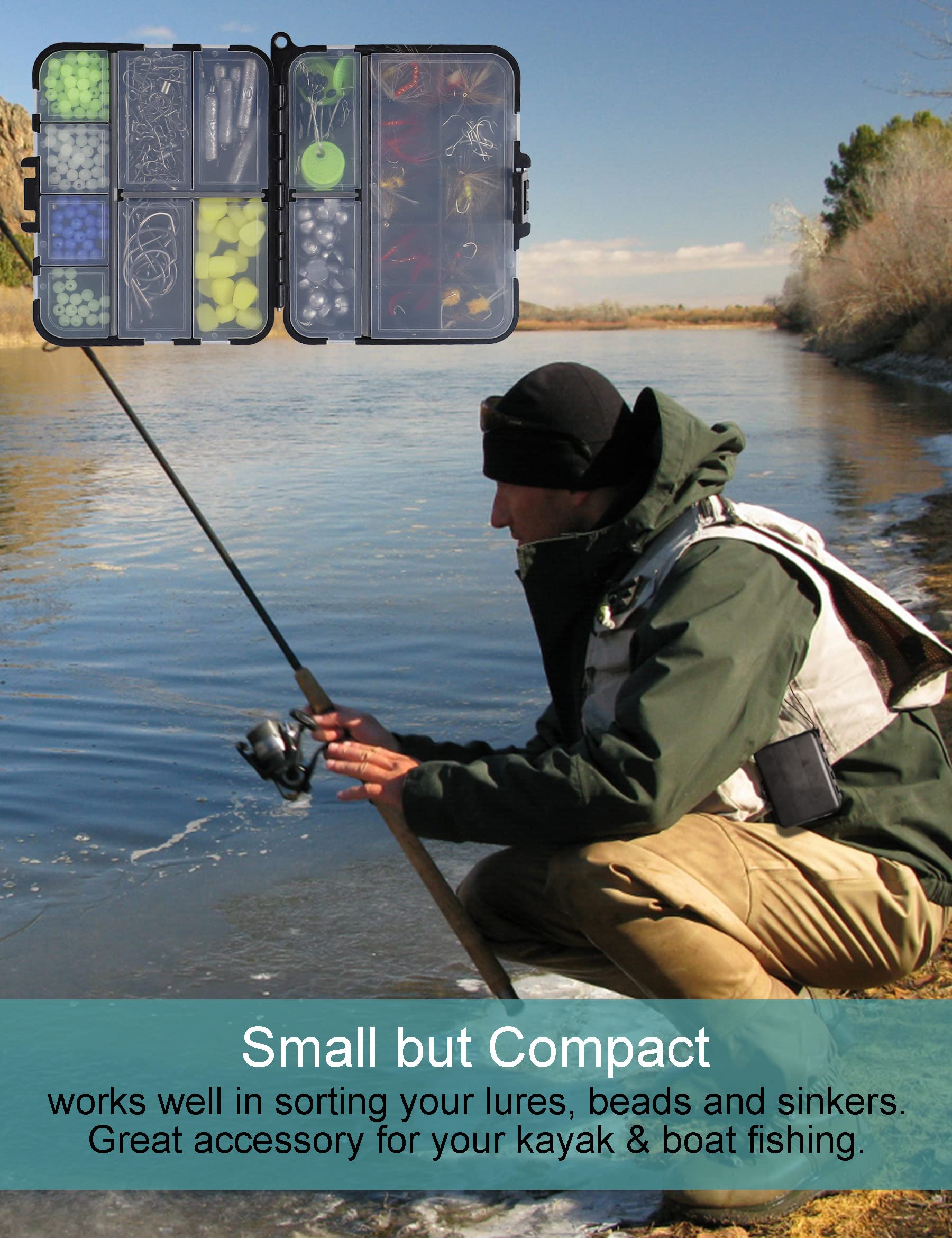 Avlcoaky Small Tackle Box Mini Fishing Tackle Box Organizer Lure Box Terminal Tackle Box Plastic Containers Case for Kayak & Boat Fishing