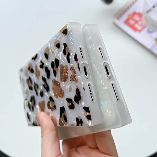 KERZZIL Cute Rectangle Compatible with iPhone 14 Pro Max Case, Slim Colorful Sparkle Glitter Mother Shell Pearl Pattern Translucent Soft TPU Silicone Protective Bumper Cases Cover(Pearl)
