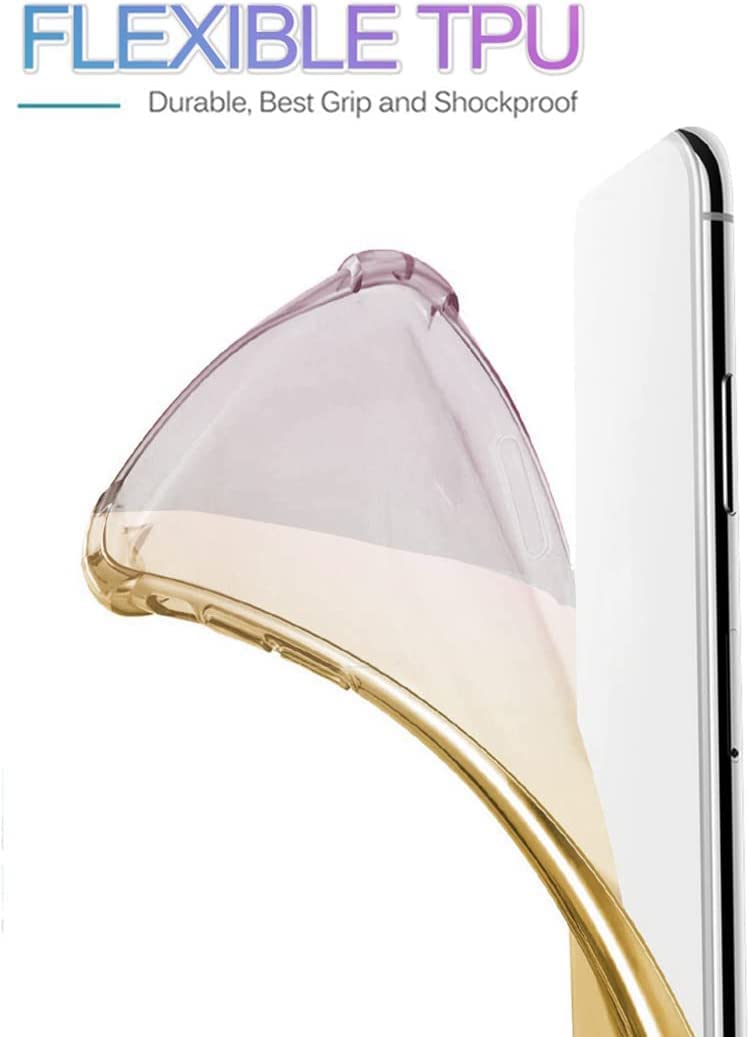 Vokuha for Huawei P50 Pro Case, JAD-AL50 JAD-LX9 Case with Tempered Glass Screen Protector,Cute Clear Gradient Slim Shockproof TPU Back Phone Protective Cover for Huawei P50 Pro (Black/Gold)