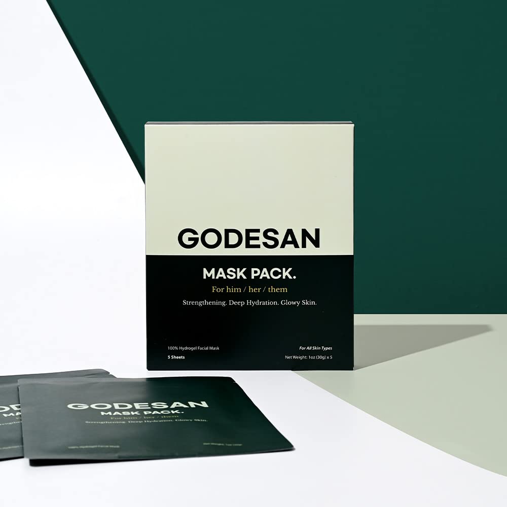 GODESAN Hydrogel Face Mask Pack 5pcs - Rich Collagen, Deep Moisture, Ginseng, Tea Tree, Hyaluronic, Overnight Mask, All skin type