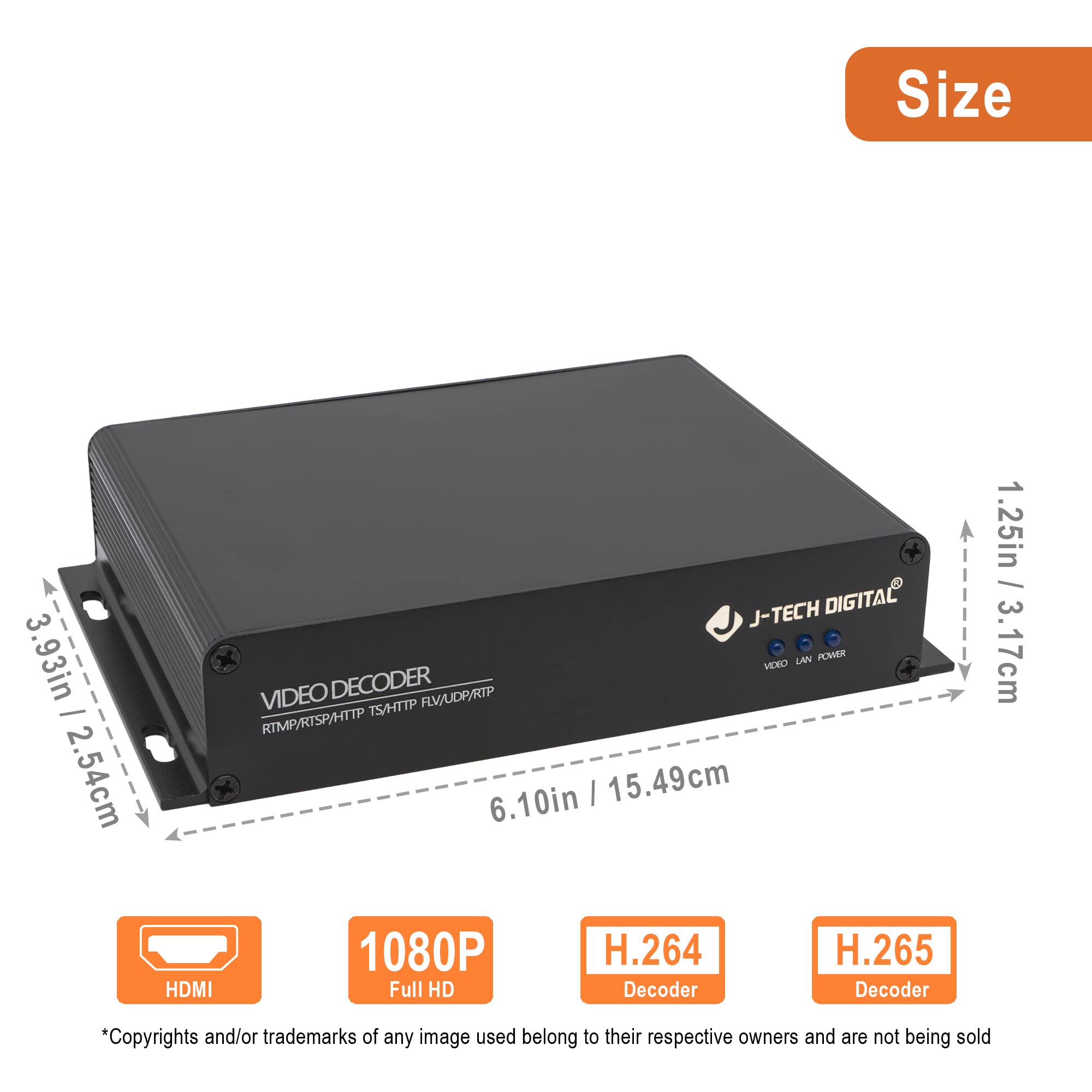 J-Tech Digital H.264 H.265 HDMI IPTV Livestream Decoder with Audio Output | Supports NDI|HX, RTSP, RTMP, HTTP, HLS, UDP, RTP, SRT [JTECH-DE5NDI|HX]