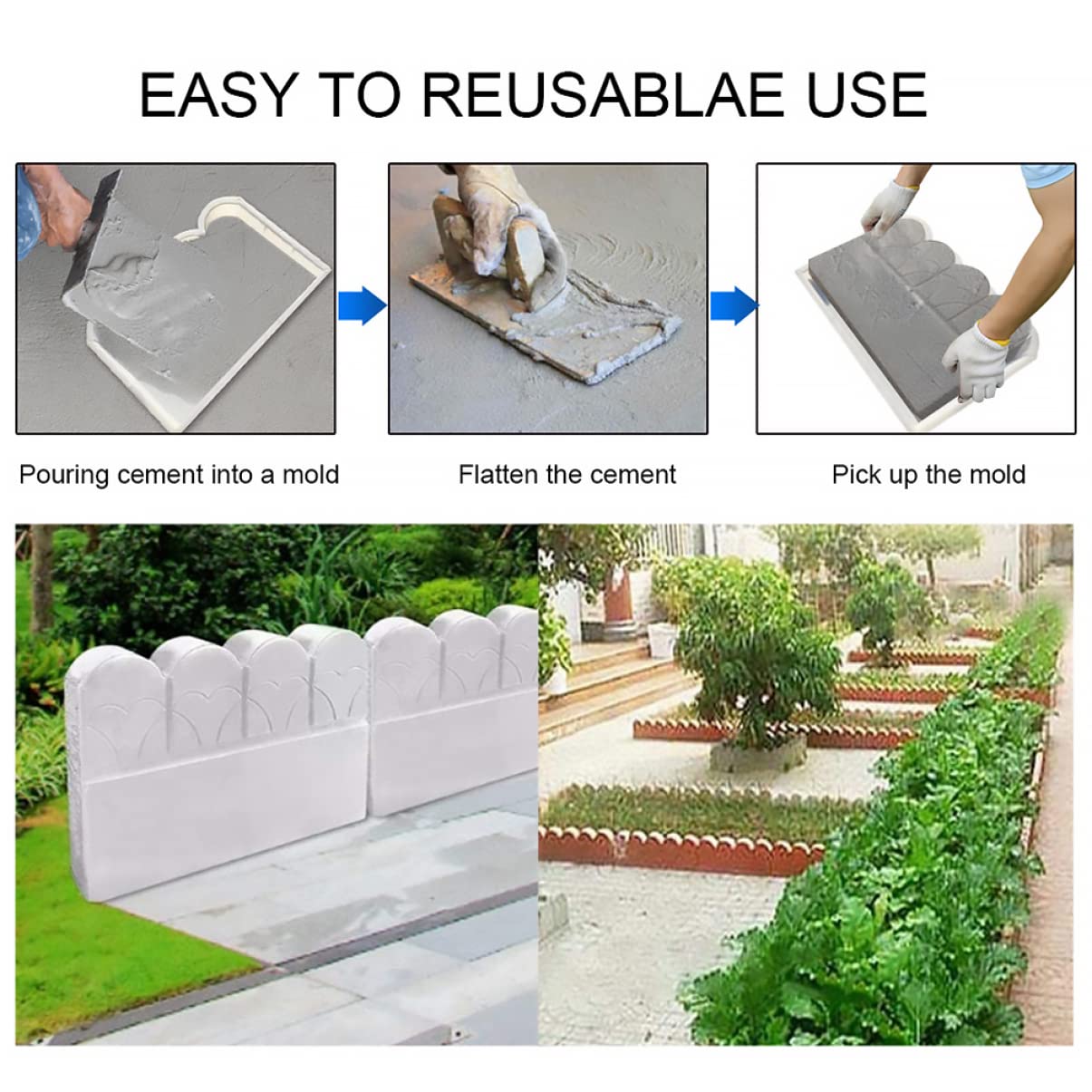 HANABASS Concrete Molds Concrete Molds Fence Maker Garden Fencing Brick Garden Edging Border Landscape Edging Border Lawn Edgings Simulated Brick Plastic Concrete Mold Molds Outdoor Playpen